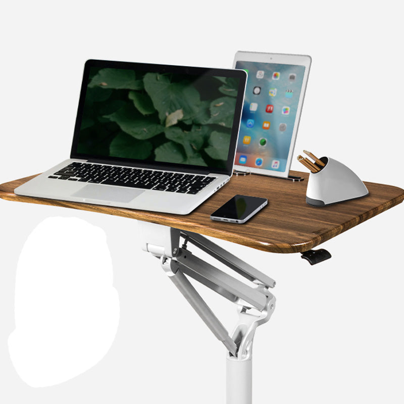 Modern with Caster Wheels Standing Desk H-Shape Metal Base Home or Off