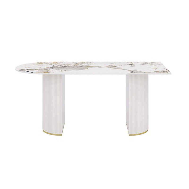 Sintered Stone Top Table for Restaurant Luxury White Table with Double