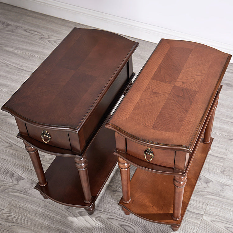 Modern Rectangular End Table 23" Tall 4 Legs Solid Wood Side Table