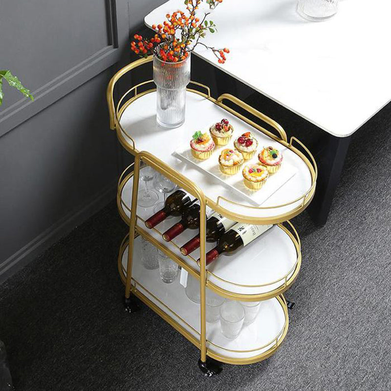 Contemporary Style Oval Prep Table Rolling Metal Prep Table for Home