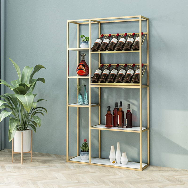 Modern Bookcase Gold Metal Open Back Shelf Bookcase with Shelves for L