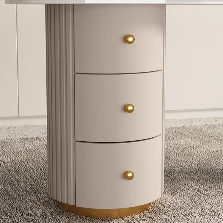 23" Wide Glam Executive Desk White 3-drawer Office Desk with Metal Leg
