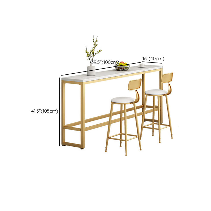 Faux Marble Counter Table Modern Rectangle Counter Table with Metal Le