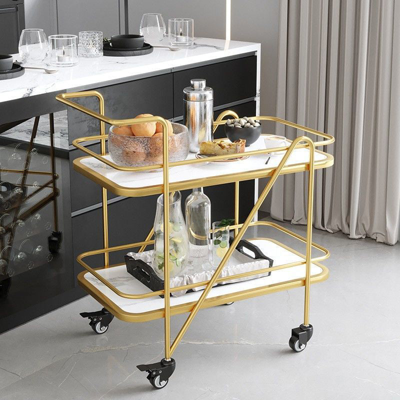 29.92" High Contemporary Prep Table Rolling Metal Prep Table for Kitch