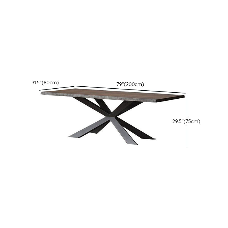 Rectangle Black Base Dining Table Industrial Wood Table for Dining Roo