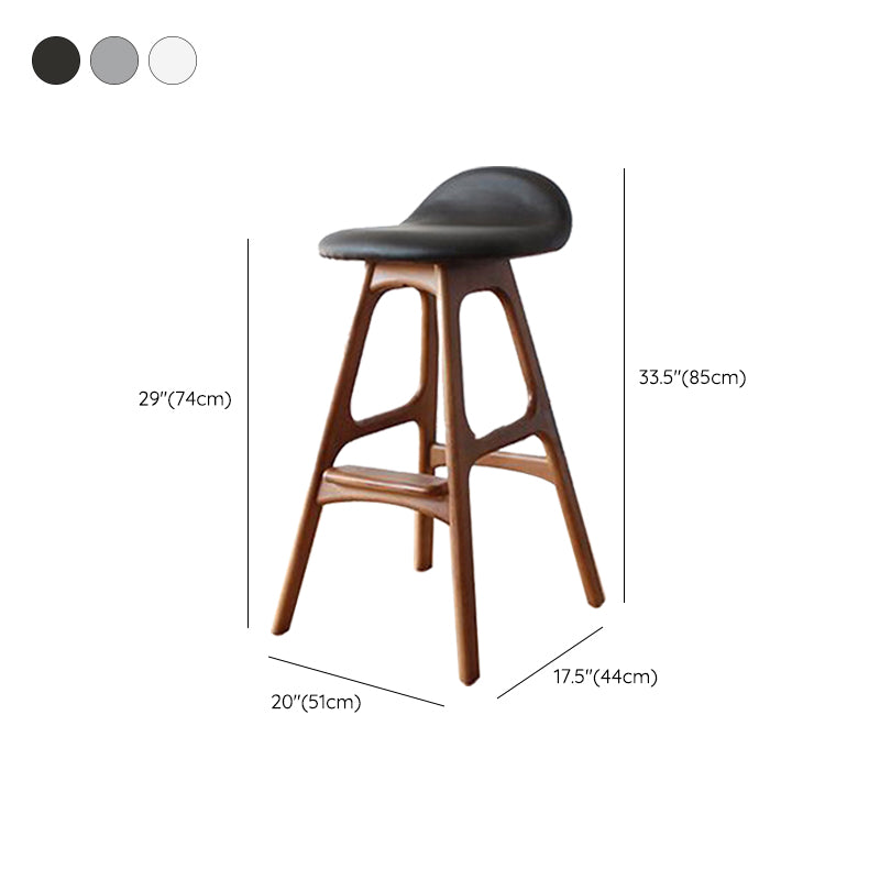 Industrial Ash Solid Wood Counter Stool Low Back Bar Stool with Footre