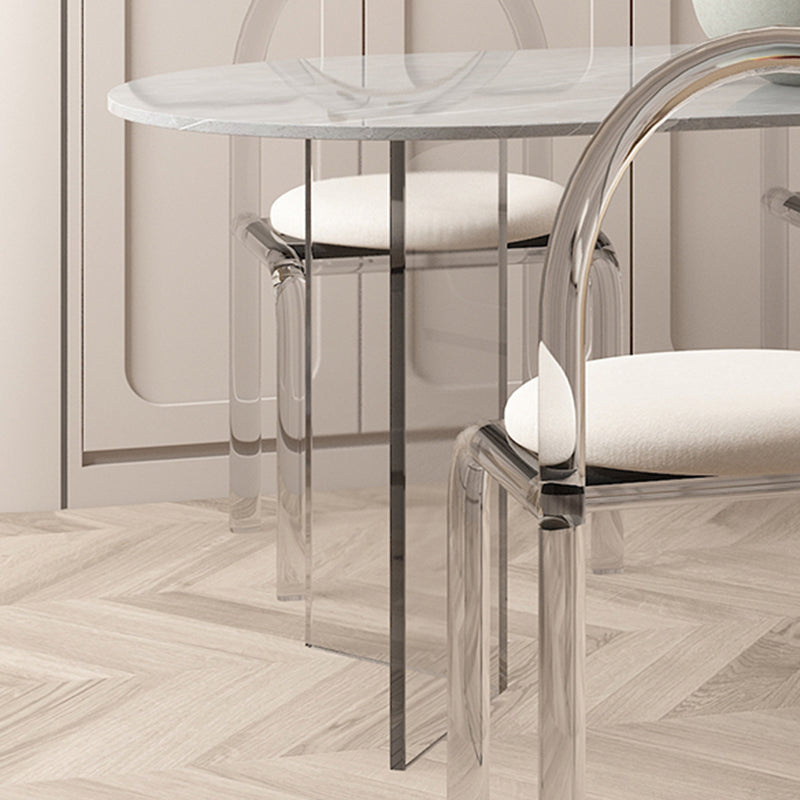 Modern Irregular Shape Table Sintered Stone Table with Double Pedestal