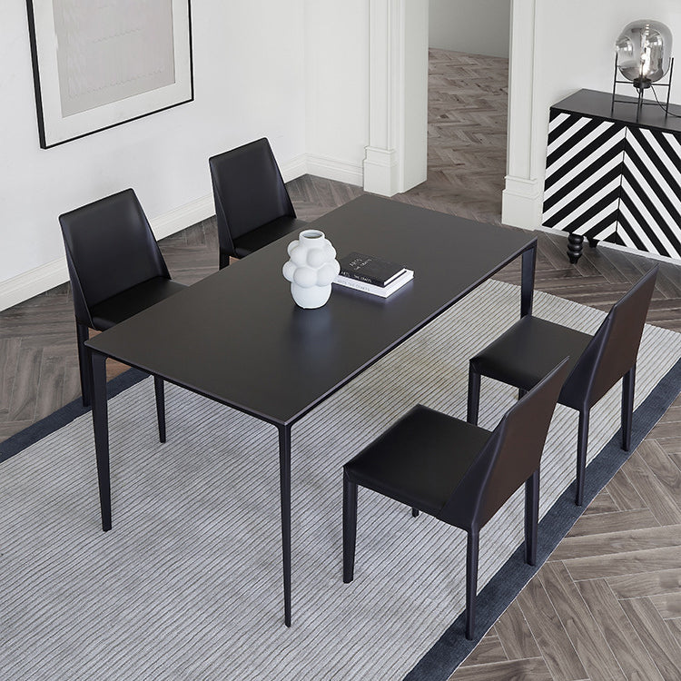 Black Dining Table Set with Solid Back Chairs 1/4/5 Pieces Metal Dinet