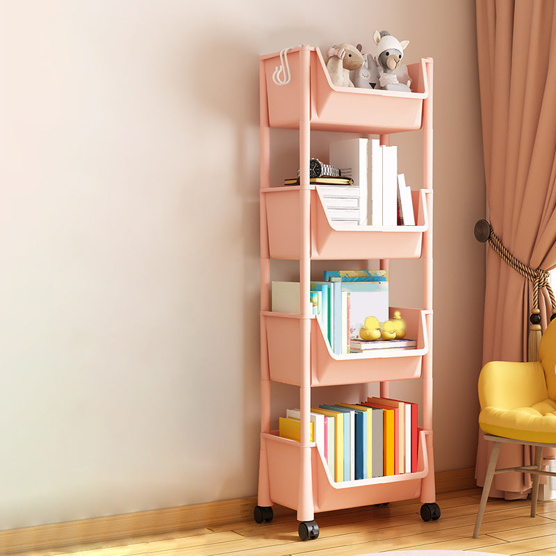 Contemporary Plastic Bookshelf White Standard Shelf Bookcase for Study