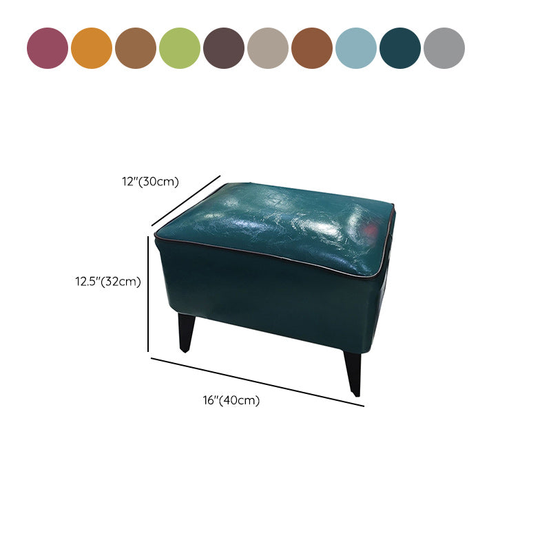 Mid-Century Modern Pouf Ottoman Faux Leather Upholstered Rectangle Ott