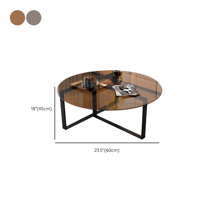 17" Wide Contemporary Coffee Table Round Glass Top Cocktail Table