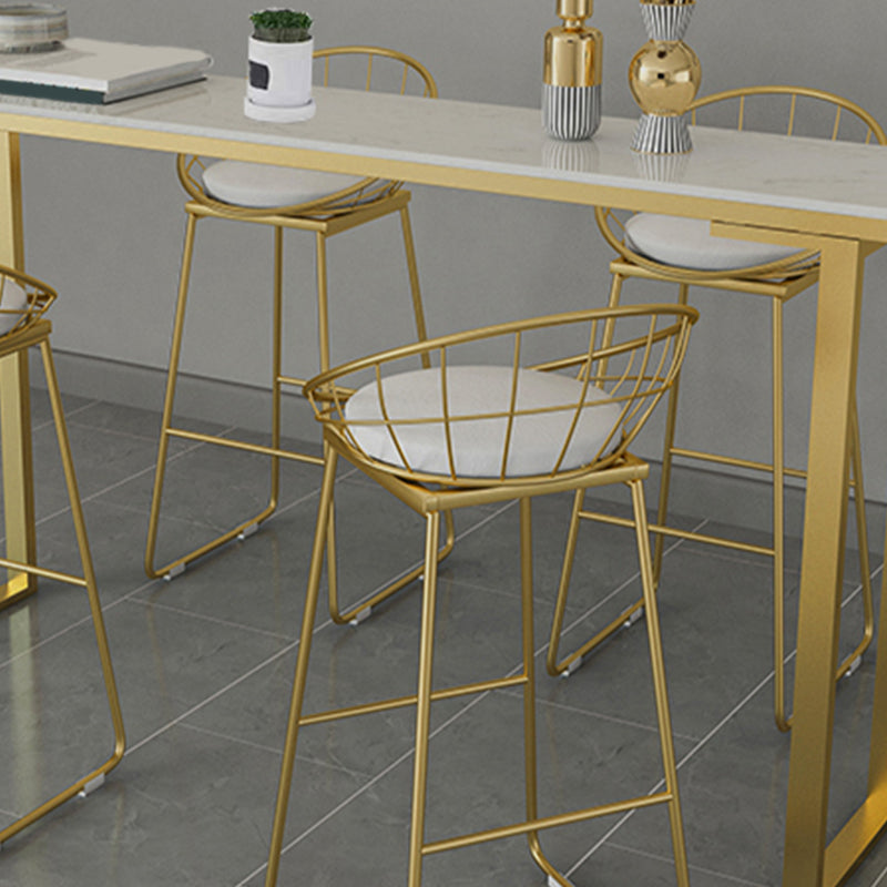 Marble Top Bar Table Rectangle Contemporary Style Pub Table for Cafe