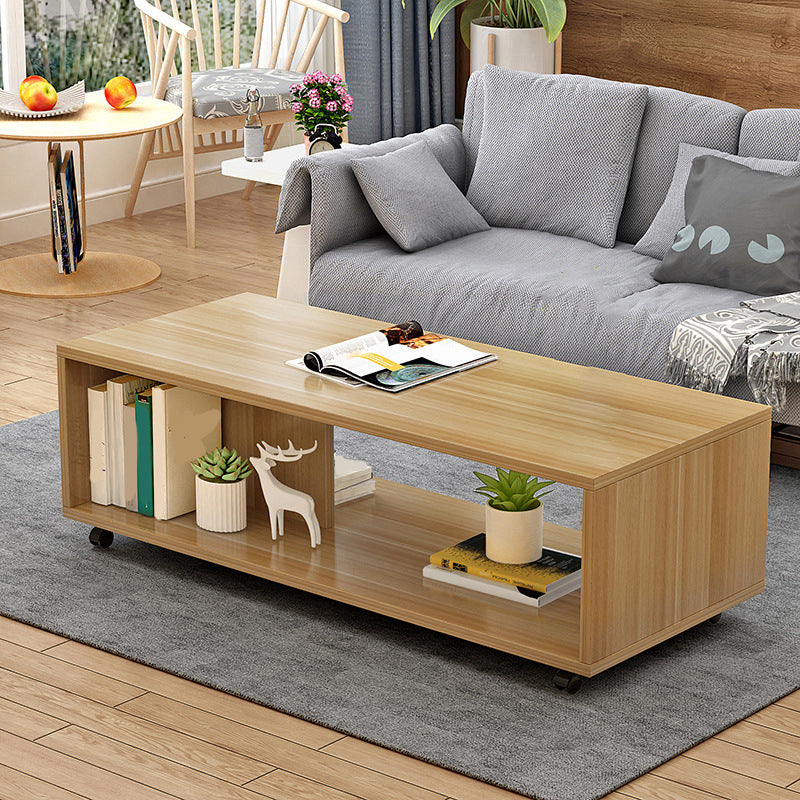 Rectangular 1 - Shelf Coffee Table with Casters Contemporary 15" H 1 S