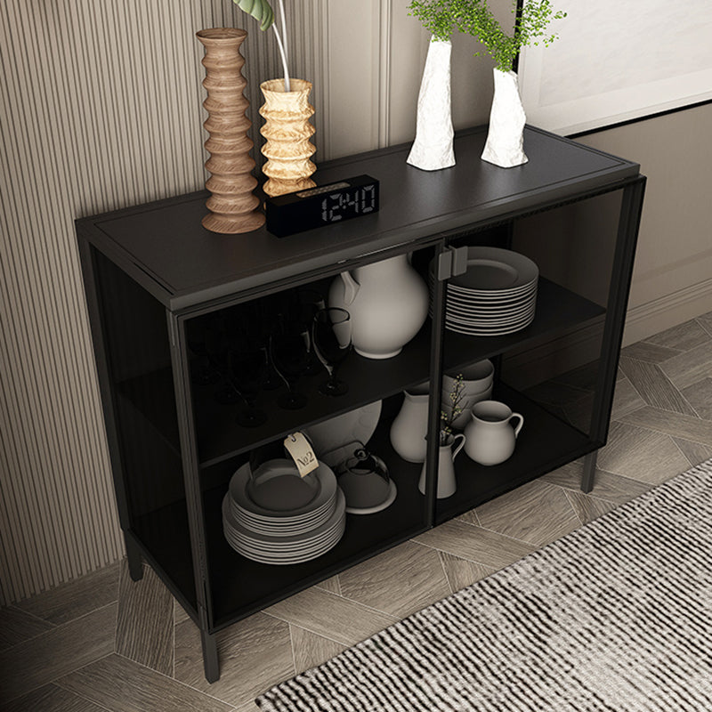 Contemporary Metal China Cabinet Glass Doors Display Cabinet with Door