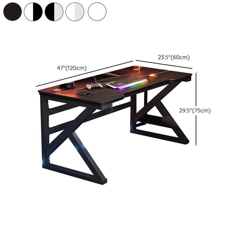 Contemporary Stone Writing Desk Freeform Office Desk with Sled Base