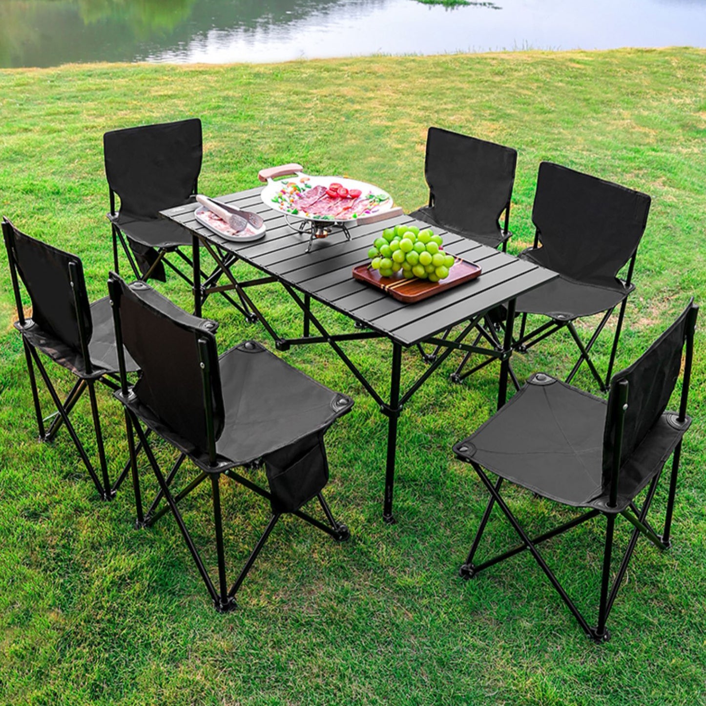 Contemporary Aluminum Camping Table Removable Folding Table in White a