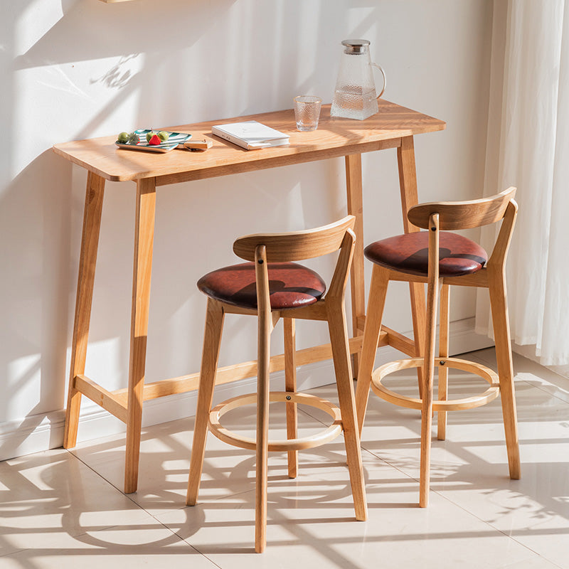 Modern Rectangle Fixed Bar Table Solid Wood Counter Height Bar Dining