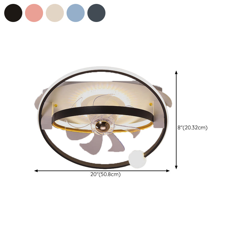 Metal Round Shape Ceiling Fan Modern Style 4 Lights Ceiling Fans Fixtu