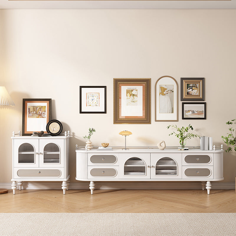 Solid Wood TV Stand Console Traditional Media Console TV Stand with Dr