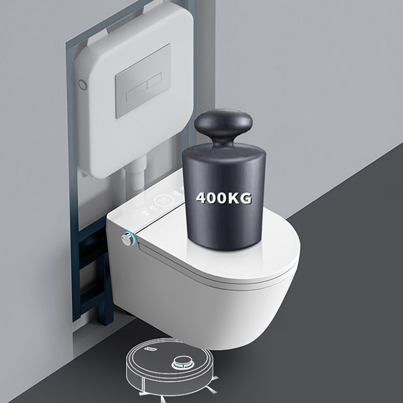 Contemporary Smart Toilet Antimicrobial Foot Sensor Elongated Wall Hun