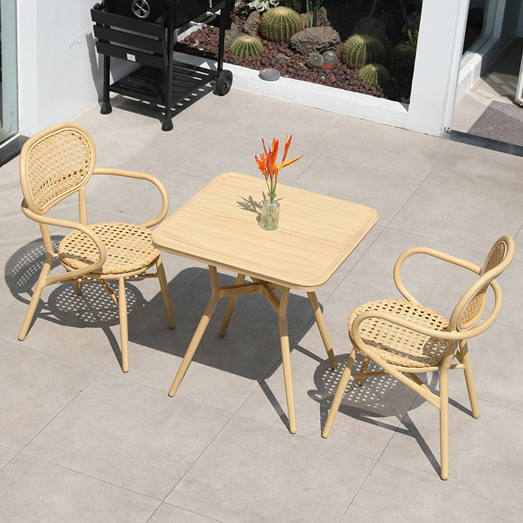 Modern Outdoor Dining Table Fire Resistant Patio Table with Aluminum F