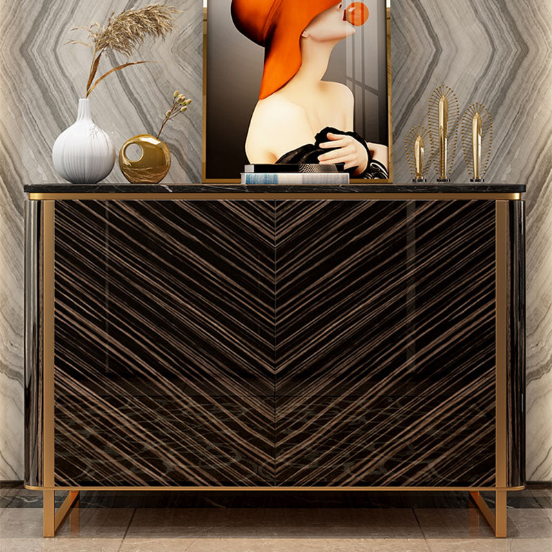 Glam Buffet Table Stone Storage Sideboard Buffet with Doors for Dining