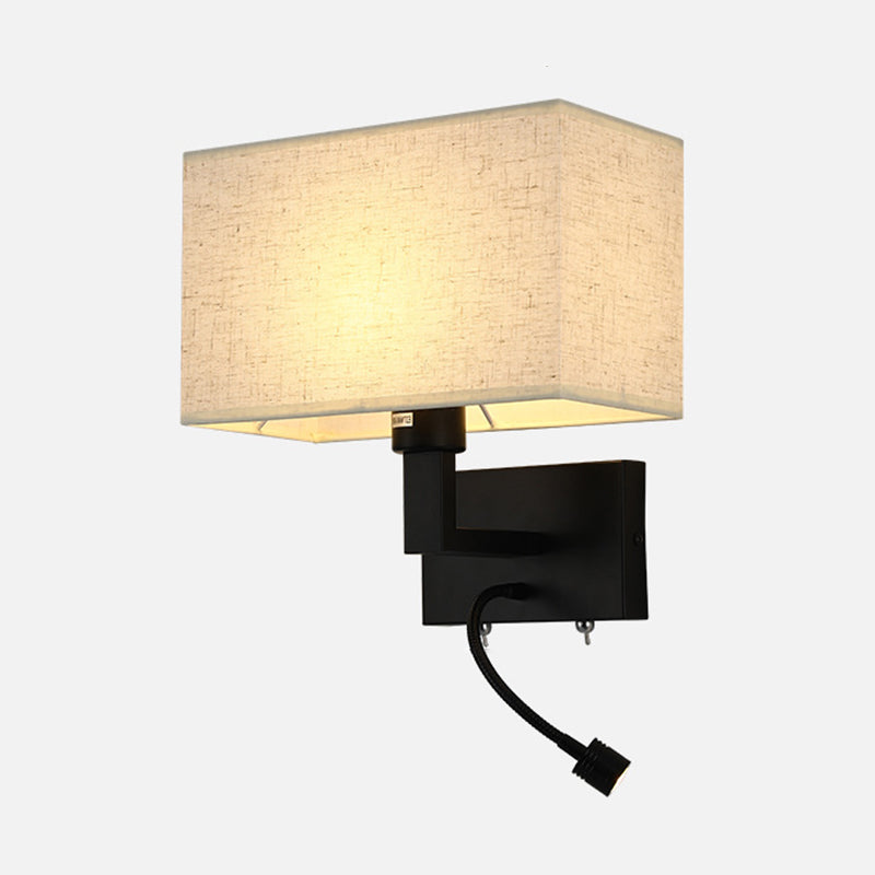 Metal Wall Sconce Rectangle Shape Modern Wall Light with Fabric Shade