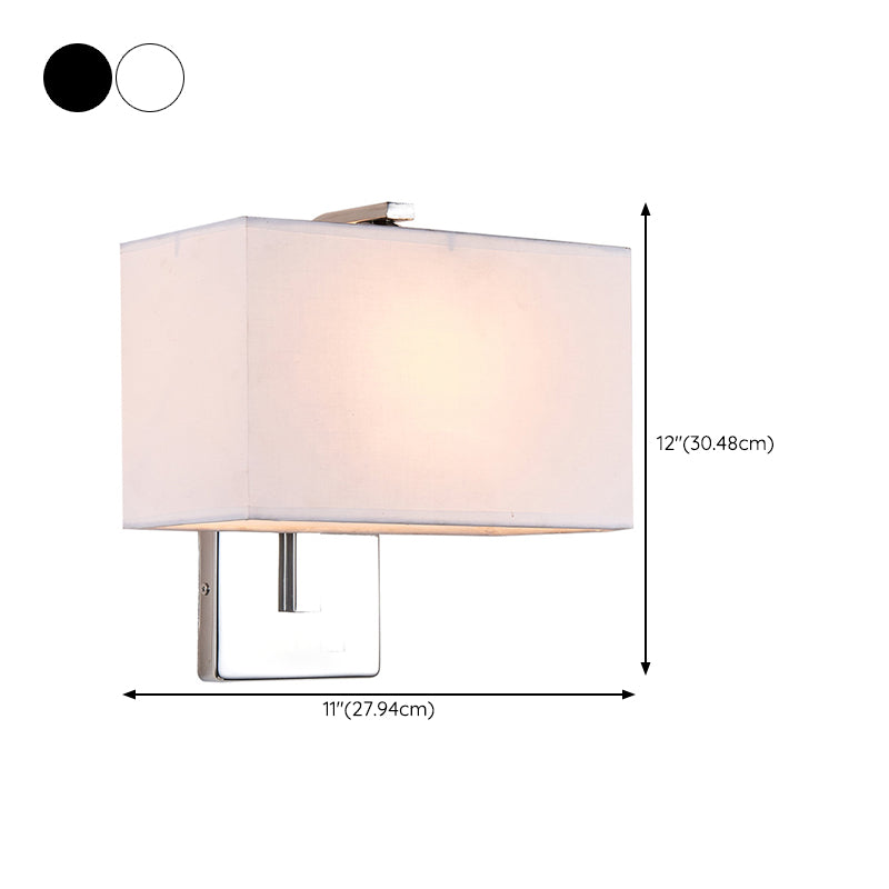 Metal Modern Wall Sconce Rectangle Shape Wall Light with Fabric Shade