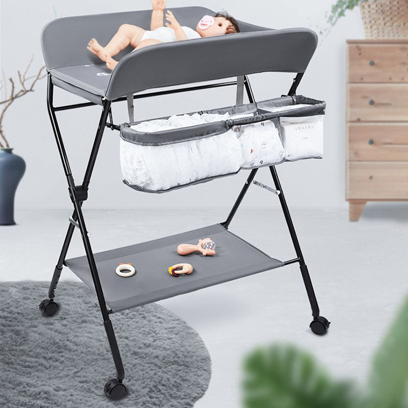 Modern Metal Changing Table Safety Rails Baby Changing Table With Shel