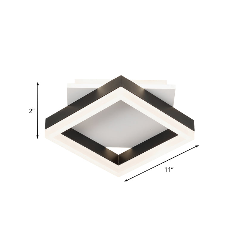Black and White Square Ceiling Lighting Contemporary Acrylic LED Flush