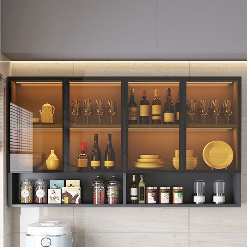 Modern Display Stand Wall Mounted Faux Wood Storage Cabinet for Dining