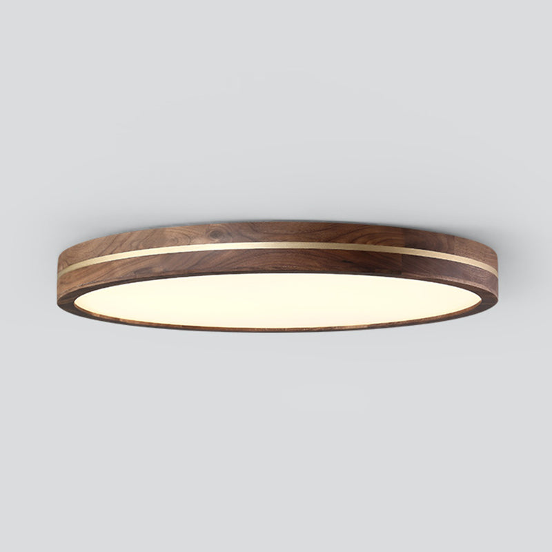 Modern Wood LED Flush Mount Circle Shape Ceiling Light with Acrylic Sh