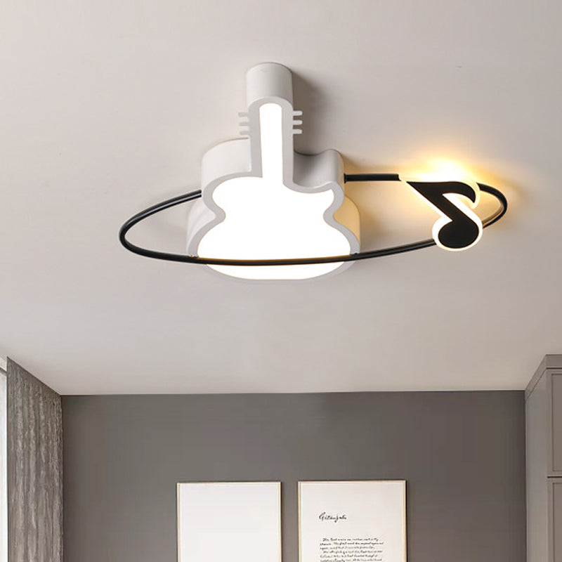 Acrylic Guitar Flushmount Lighting Contemporary White LED Ceiling Moun
