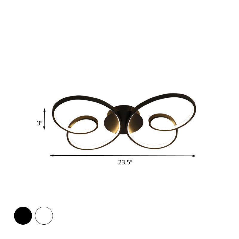 Acrylic Butterfly Flush Mount Spotlight Minimalism LED Black/White Fin