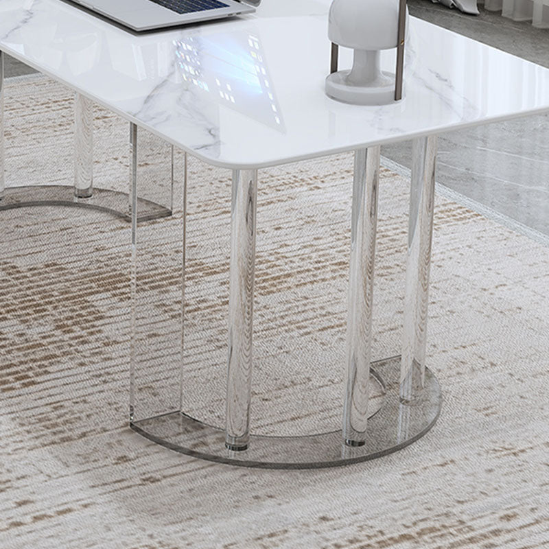 Rectangle Stone Top Office Desk Modern Style Writing Desk with Acrylic