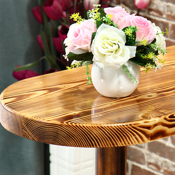 Traditional Ellipse Bar Table Storable Solid Wood Table for Living Roo