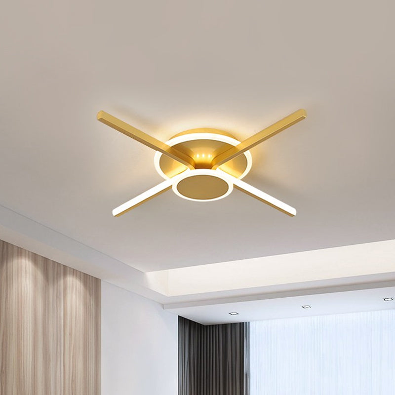 Minimalist Cross Flush Light Fixture Acrylic Bedroom 19.5"/24.5" Wide