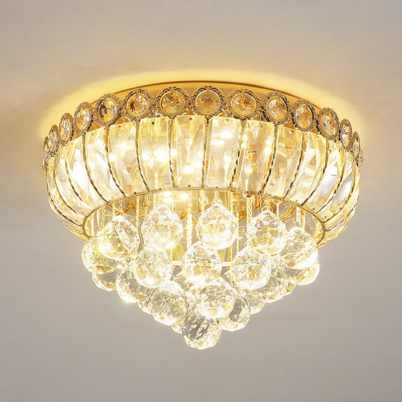 Opulent Crystal Gold Flush Light Gourd Shaped Traditional LED Ceiling